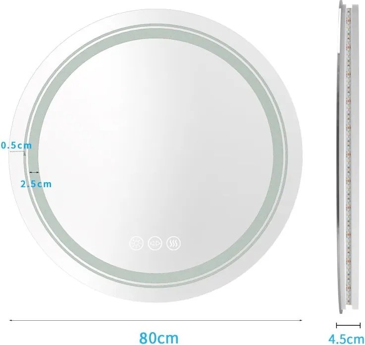 Koupelnové zrcadlo DOVER 80 cm stříbrné