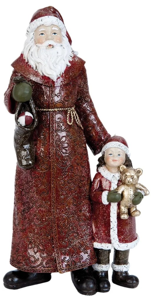 Dekorace Santa s holčičkou - 13*8*25 cm