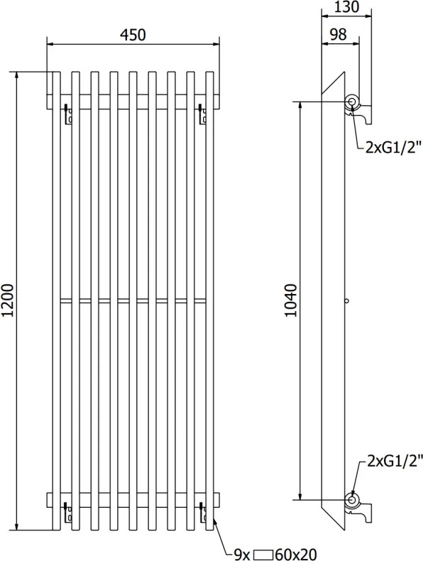 Mexen Aurora, topné těleso 1200x450 mm, 917 W, černá, W212-1200-450-00-70