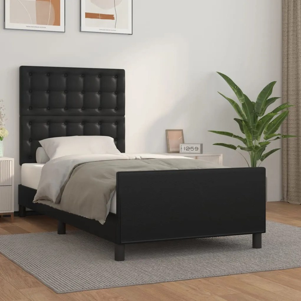 Rám postele s čelem černý 90x190 cm umělá kůže 3125543