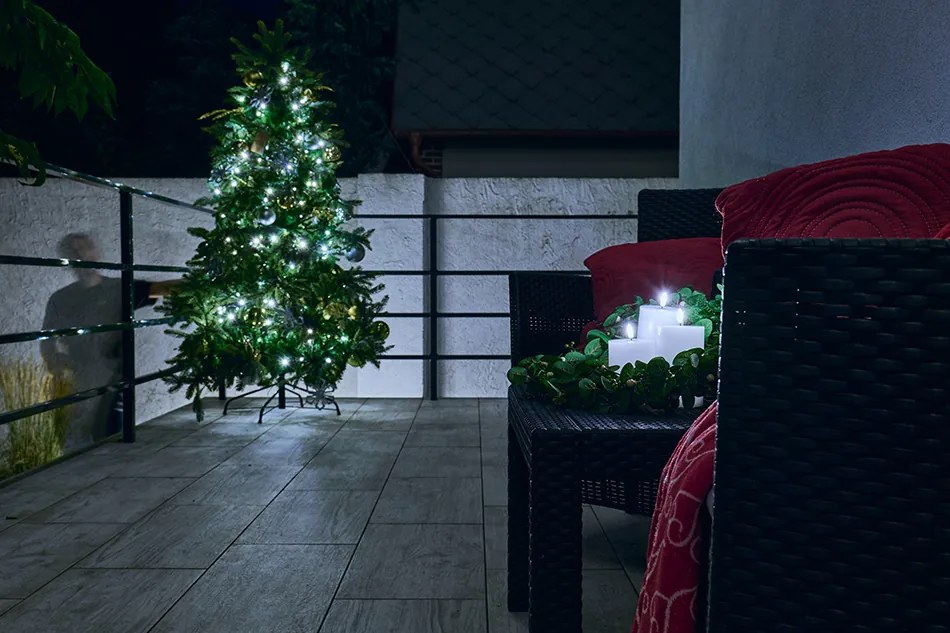 Sada 3 LED svíček na baterie, bílá, Ø 7,5 ×10/12,5/15 cm, s dálkovým ovladačem, 2× AA