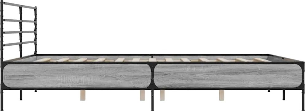 Rám postele šedý sonoma 200 x 200 cm kompozitní dřevo a kov 3280065