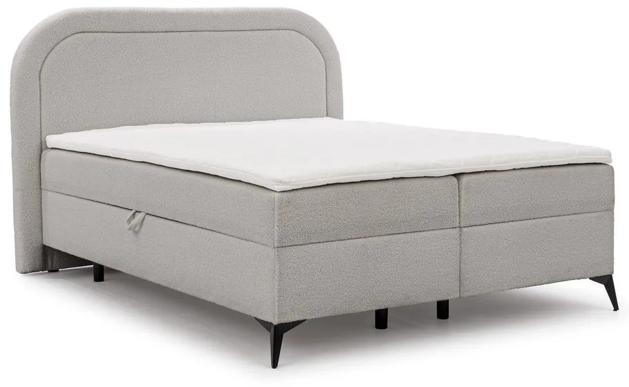 Světle šedá boxspring postel s úložným prostorem 180x200 cm Ornes – Ropez
