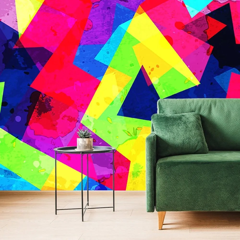 Tapeta grunge efekt geometrický vzor - 300x200 cm