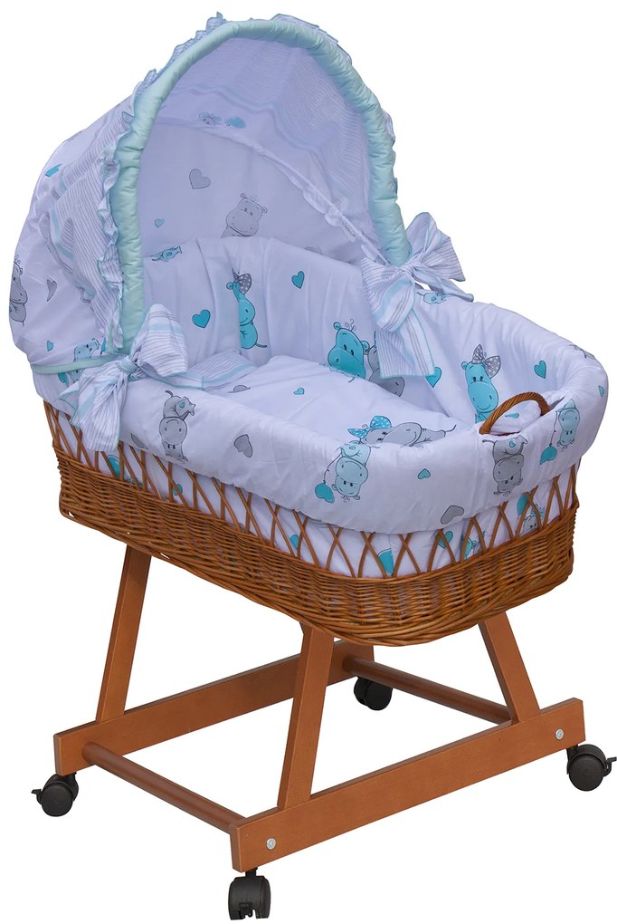 Proutěný košík na miminko s boudičkou Scarlett Pupis - modrá