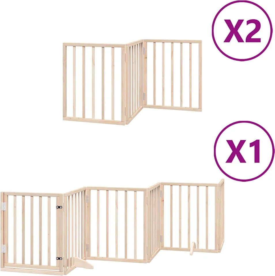 Zábrana pro psy s dvířky skládací 12 panelů 600 cm topol 3155530