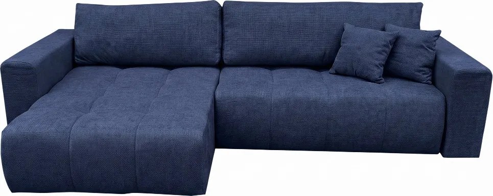 Rohová rozkládací sedací souprava do L VERSO, 277 cm, s úložným prostorem Roh pohovky: Levý roh, Barva látky Sawana: Tmavě modrá (Sawana 80)