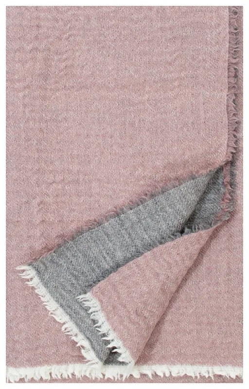 Vlněná deka Duetto 140x180, růžovo-šedá