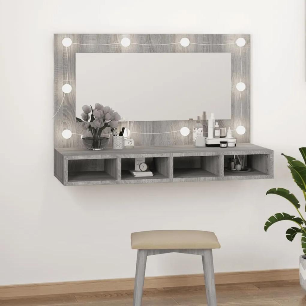 vidaXL Zrcadlová skříňka s LED 90 x 31,5 x 62 cm [808891] Barva: šedá sonoma