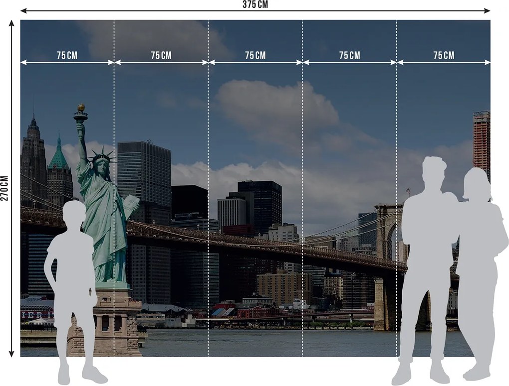Fototapeta na míru Brooklynský Most a Socha Svobody | Vliesová fototapeta na zed' | DFTNXXL0426
