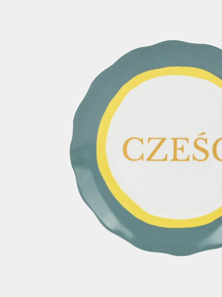 Sinsay - Keramický talíř s nápisem Cześć - vícebarevná
