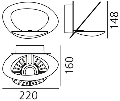 Artemide Pirce micro wall, zlaté designové nástěnné svítidlo, 27W LED 3000K, šířka: 22cm