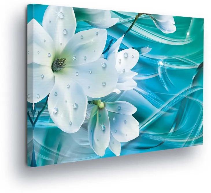 GLIX Obraz na plátně - Bílý Květ na Azurovém Podkladu 80x60 cm