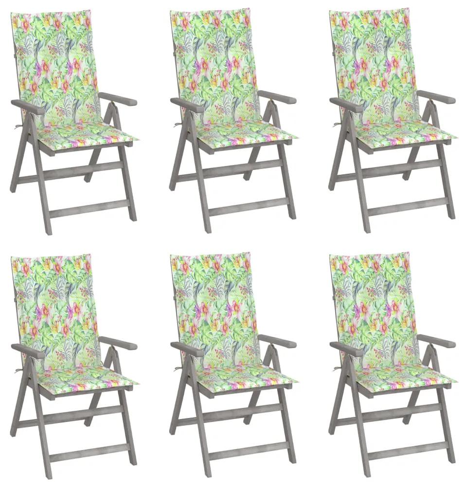 vidaXL Zahradní polohovací židle 6 ks s poduškami masivní akácie