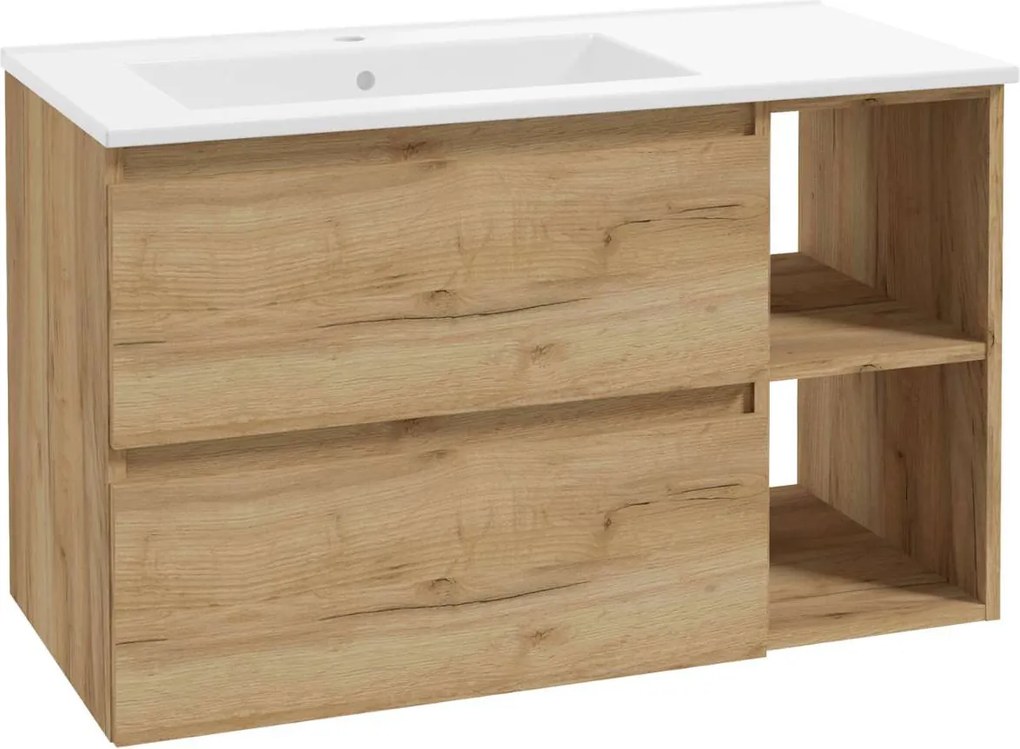 kielle Nefia - Skříňka s umyvadlem 90 cm, levá varianta, zlatý dub 50027S90L1