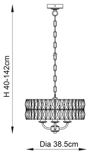 Endon 106243 - Lustr na řetězu CLIFTON 3xE14/6W/230V pr. 38,5 cm mosaz/čirá