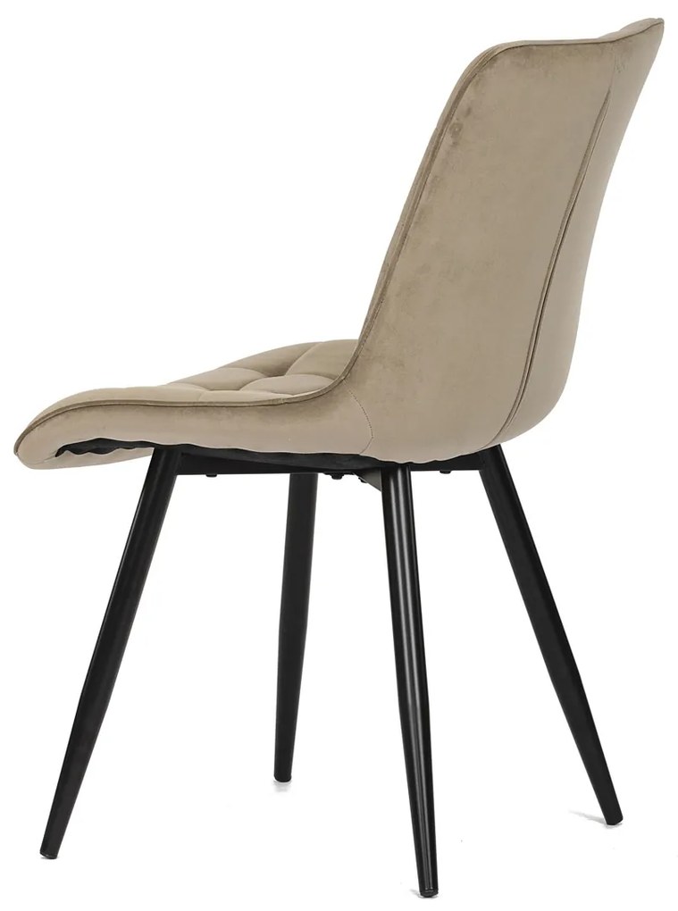 AUTRONIC Jídelní židle, potah v krémovém sametu, kovové podnoží v černé práškové barvě