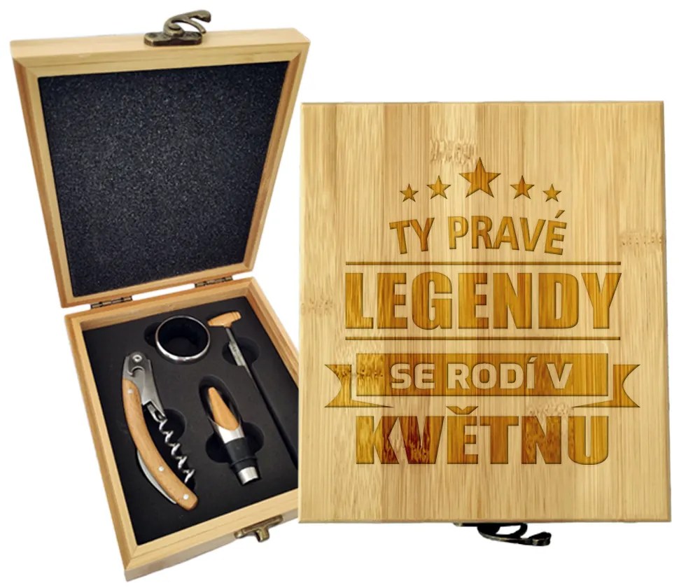 Sablio Dárková sada na víno Ty pravé legendy se rodí v květnu: 147×168×49 mm