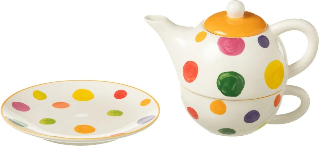 Tea for One s barevnými puntíky Polli Dot v krabičce - 19*12*15 cm / 420/ 200 ml