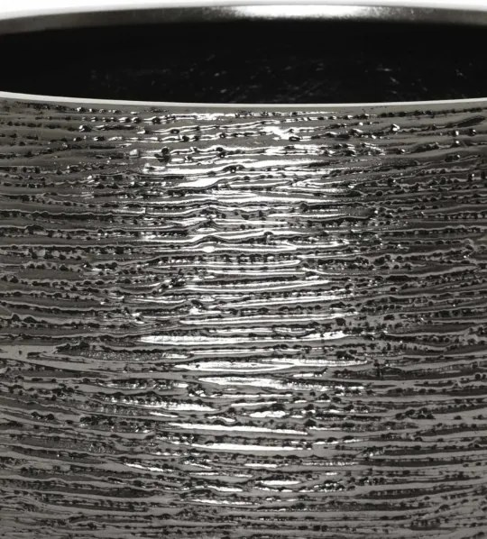 Kulatý květináč POTTA, sklolaminát, průměr 55 x výška 26 cm, stříbrná