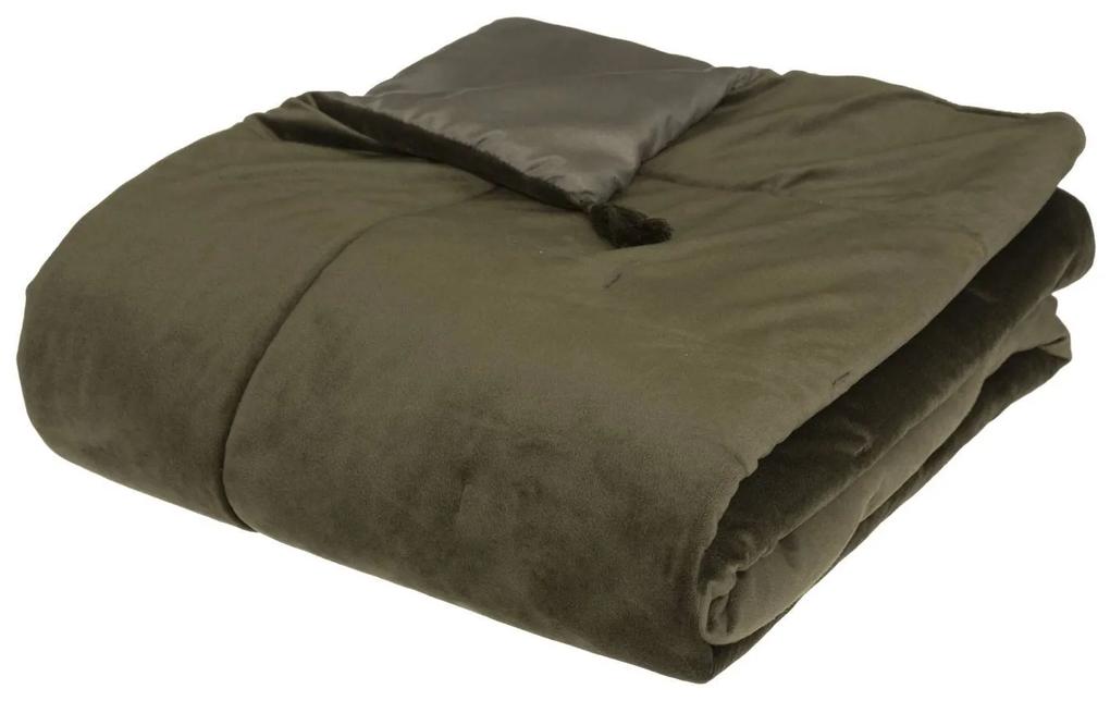 Běhoun na postel, khaki, polyester, 80 x 180 cm