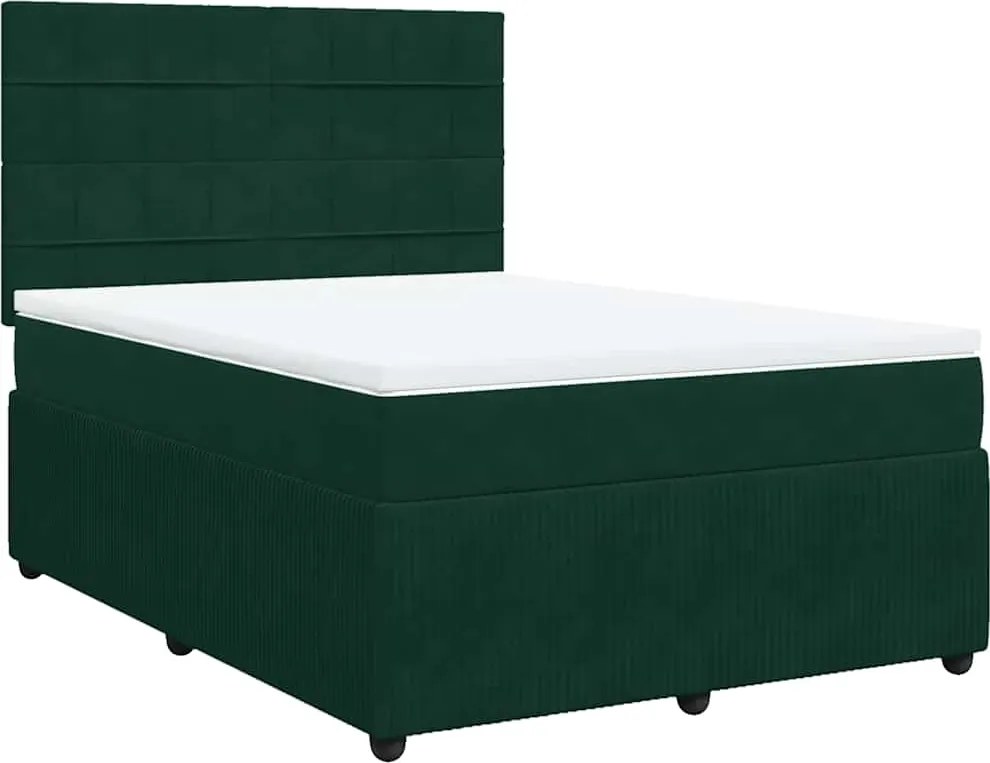 Box spring postel s matrací tmavě zelená 140x190 cm samet 3292337