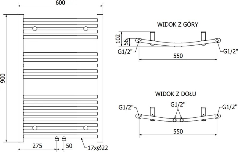 Mexen Ares, topné těleso 900x600 mm, 342 W, zlatá lesklá, W102-0900-600-00-50