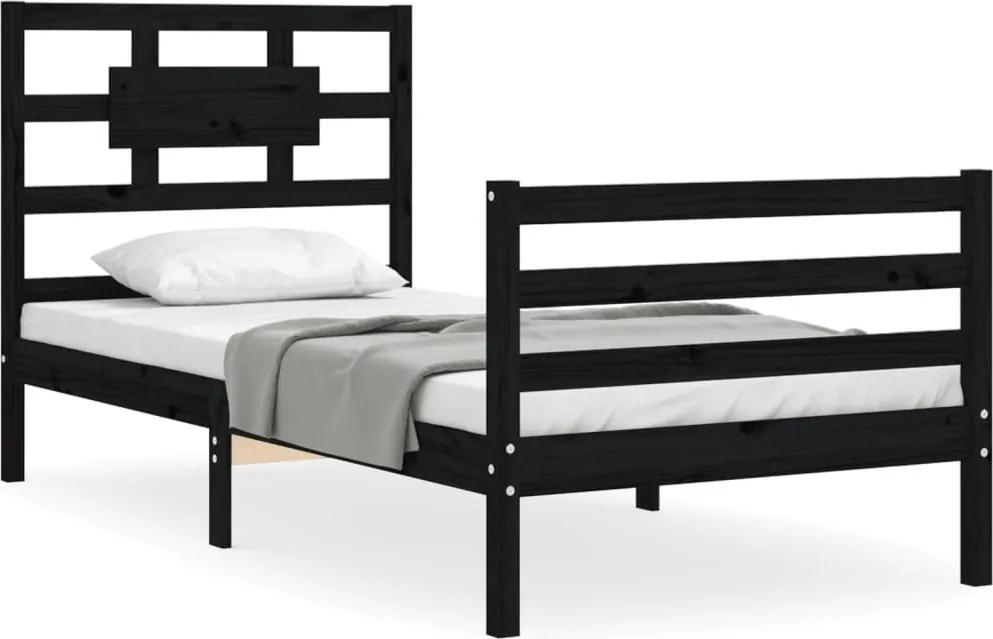 vidaXL Rám postele s čelem 100 x 200 cm masivní dřevo [3194435] Barva: Bílá