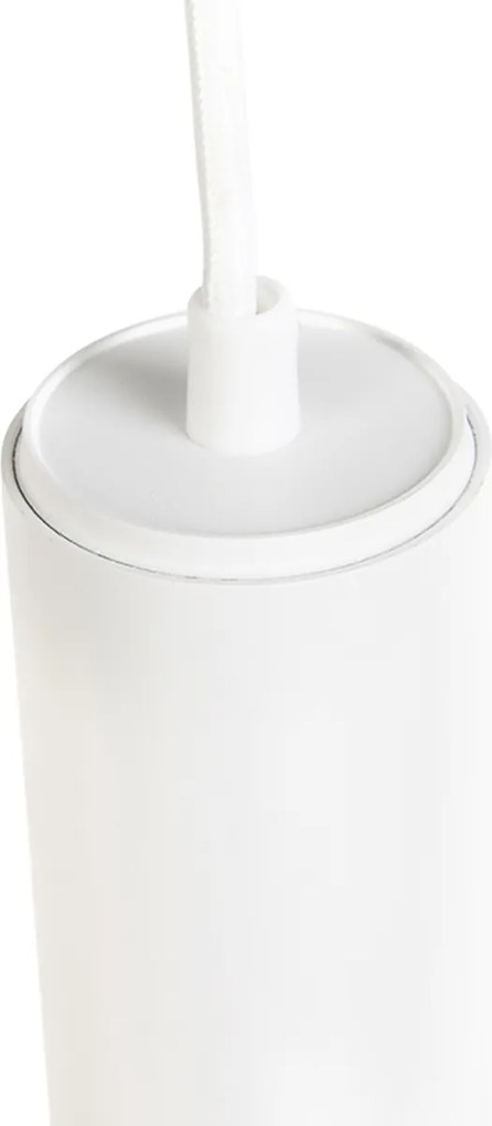 Designová závěsná lampa bílá vč. 3fázového kolejnicového adaptéru - 3fázová Tuba Small