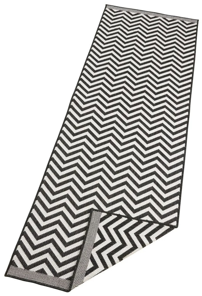 Hanse Home, Kusový koberec Twin Supreme 103433 Palma black creme – na ven i na doma, 80x250, černobílá, chodba / předsíň