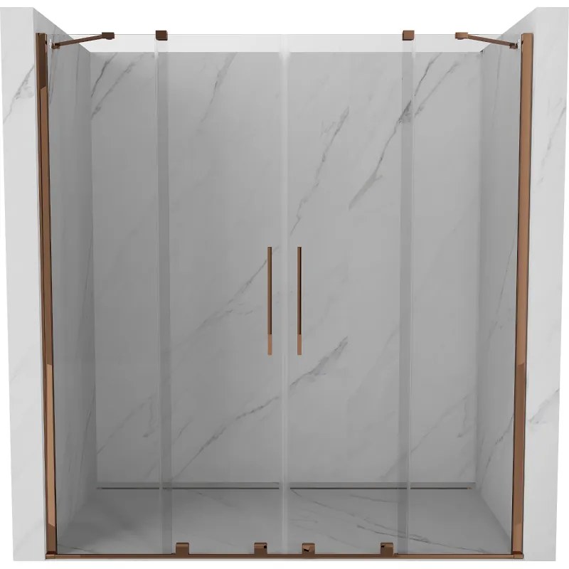 Mexen Velar Duo, posuvné dveře do otvoru 170x200 cm, 8mm čiré sklo, růžové zlato, 871-170-000-02-60