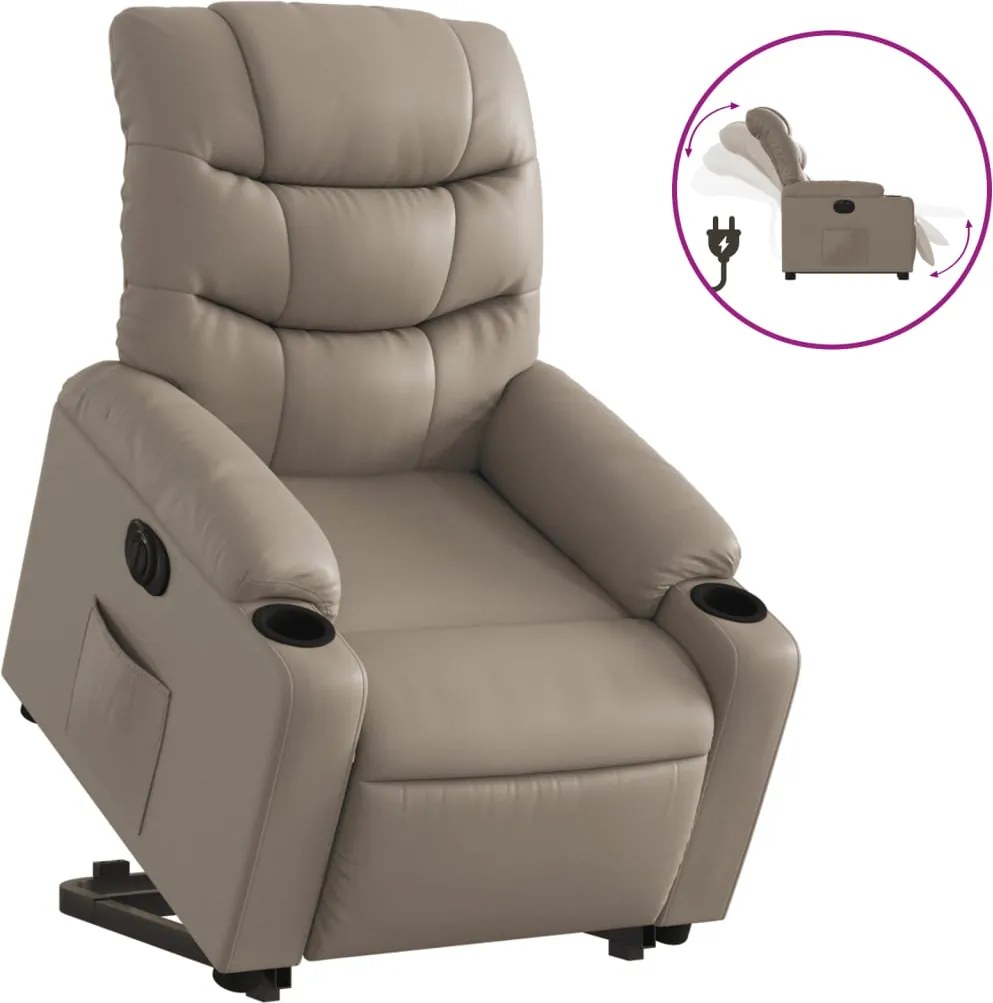 Elektrické zvedací polohovací křeslo cappuccino umělá kůže 3206619
