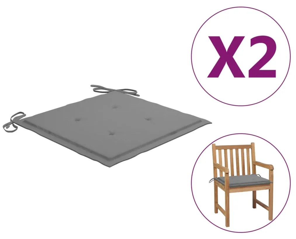 47597 vidaXL Podušky na zahradní židle 2 ks šedé 50 x 50 x 3 cm