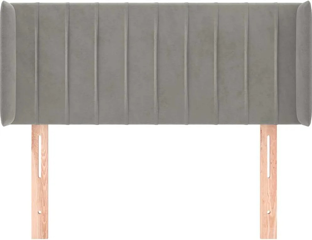 Čelo postele typu ušák světle šedé 93x16x78/88 cm samet 3119042