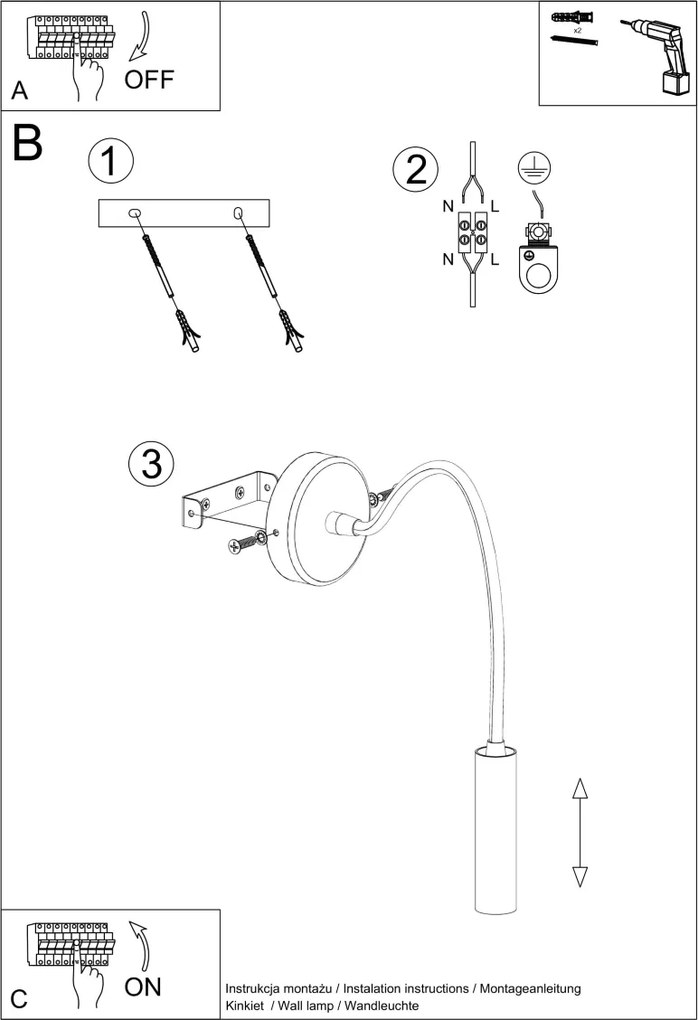 Sollux Lighting Nástěnné svítidlo AXIL černé