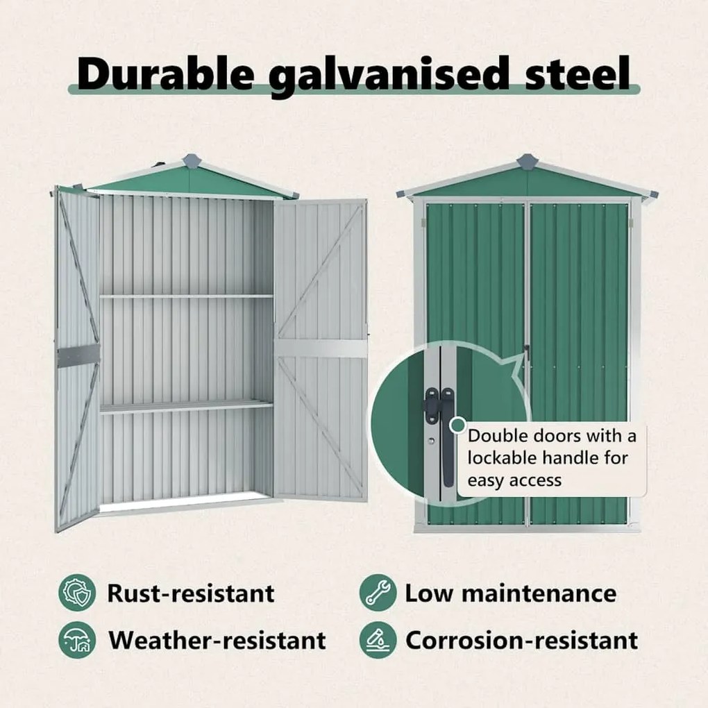 vidaXL Marketos Zahradní přístřešek zelený 116x45x175 cm pozinkovaná ocel