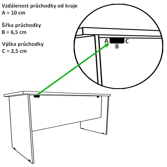 Ergonomický stůl Visio 160 x 100 cm, pravý, bílá