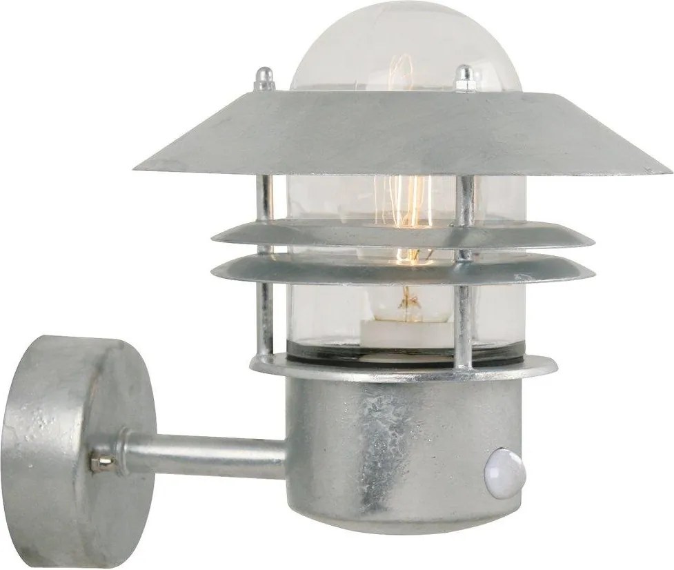 NOR 25031031 Venkovní nástěnné svítidlo Blokhus Sensor 1x60W E27 galvanizovaná čirá - NORDLUX