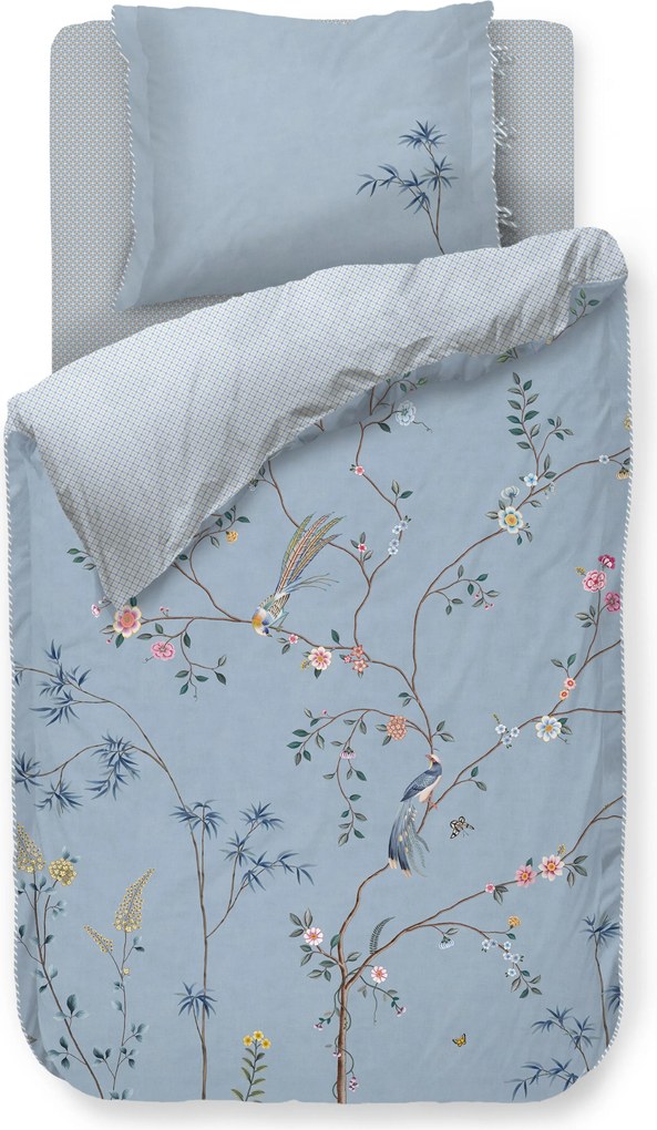 Pip Studio perkálové povlečení Bamboo Blossom světle modrý 140x200 + 70x90 cm (Kvalitní perkálové povlečení na jednolůžko v dárkovém boxu)