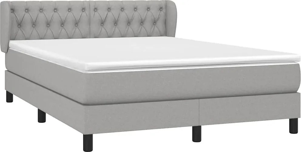 Box spring postel s matrací světle šedá 140 x 190 cm textil 3126477