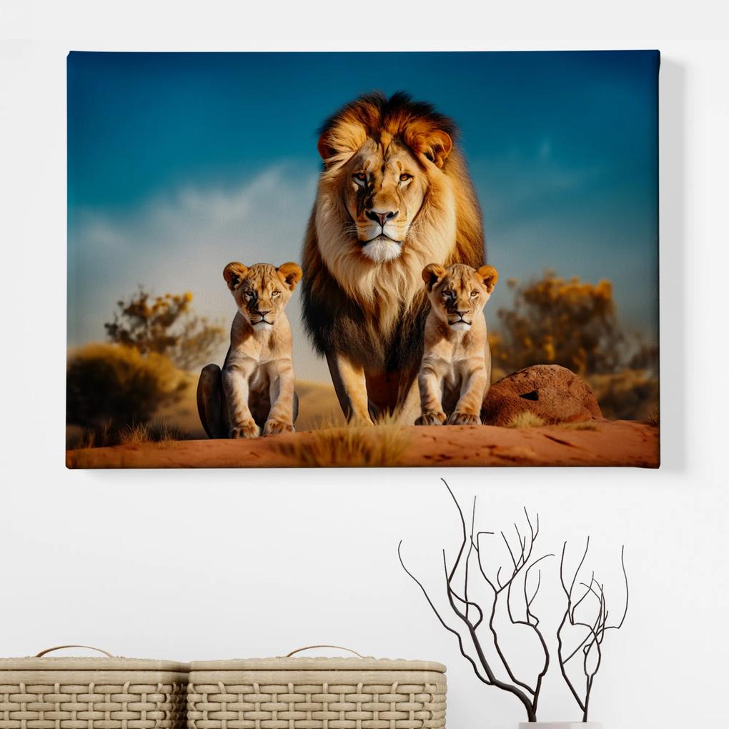 Obraz na plátně - Lví rodina se vyhřívá na slunci FeelHappy.cz Velikost obrazu: 60 x 40 cm