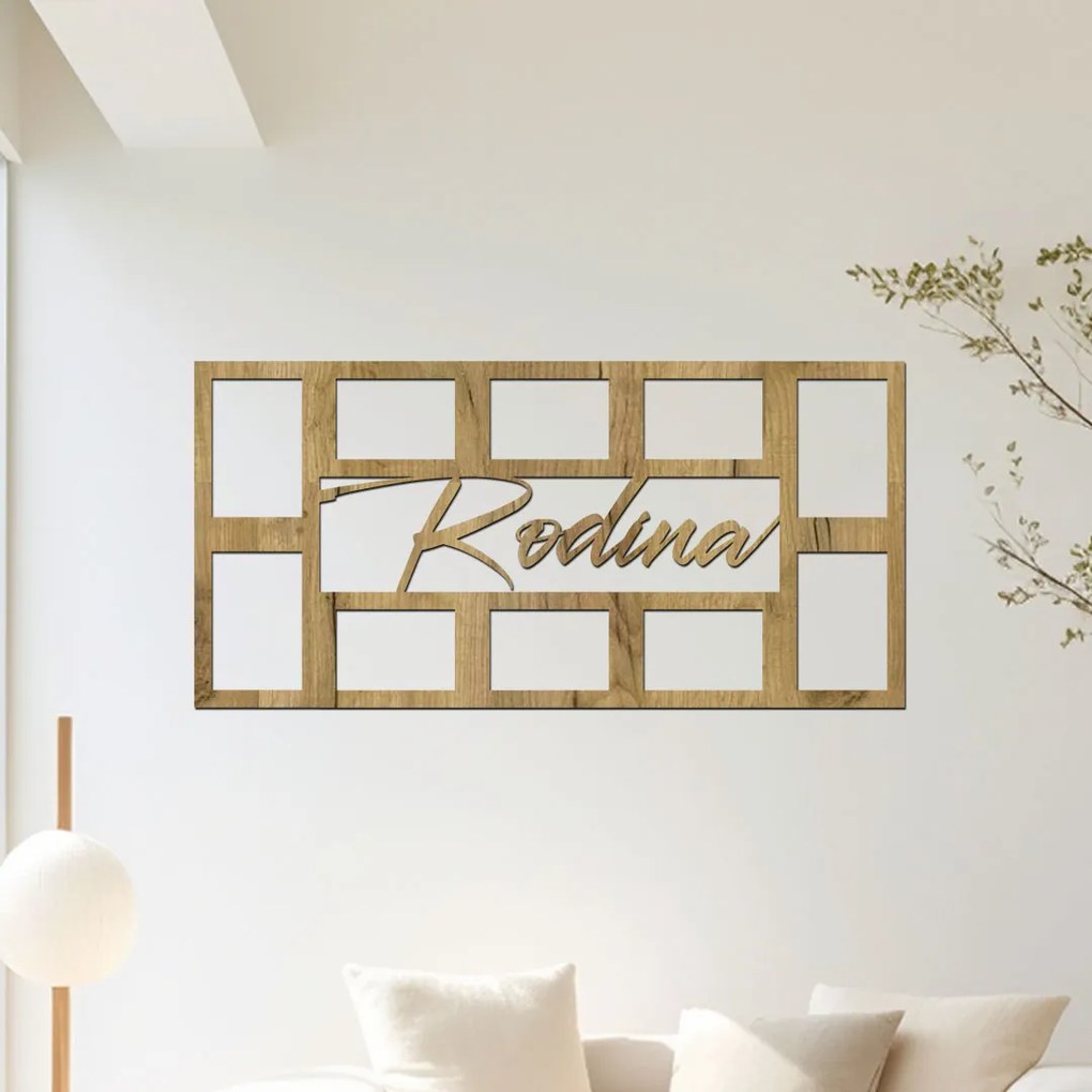 dřevo života Dřevěný fotorámeček na zeď RODINA Zvolte rozměr (cm): 78,5x36, Zvolte barvu dekoru: Antracitová