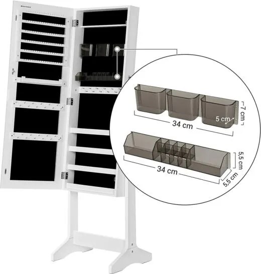 Zrcadlová skříňka se 2 samostatnými organizéry na make-up, bílá