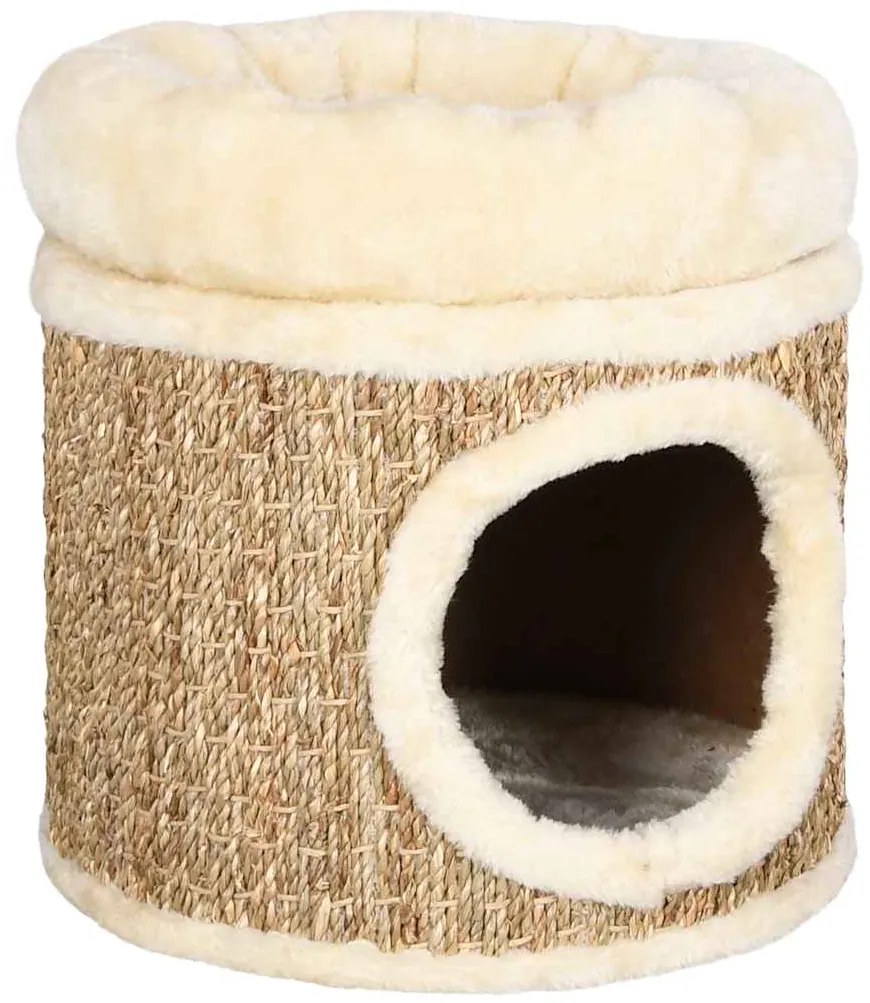 Kočičí domeček s luxusním poduškou 33 cm mořská tráva 170968