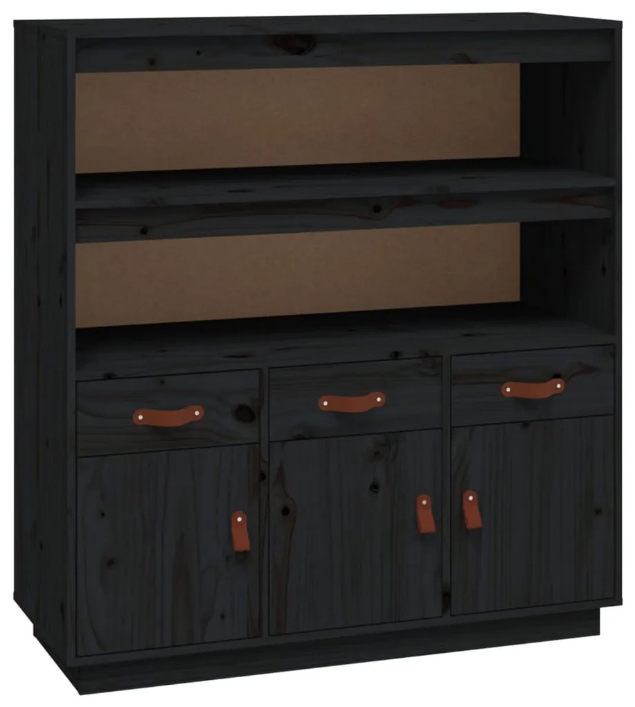 Skříň highboard černá 100x40x108,5 cm masivní borové dřevo,  820166