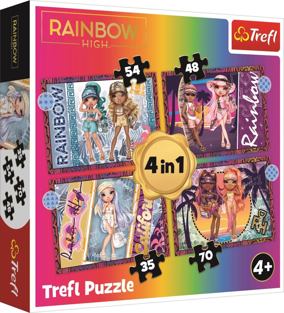 Puzzle trefl puzzle rainbow high: módní panenky 4v1 (35,48,54,70 dílků)