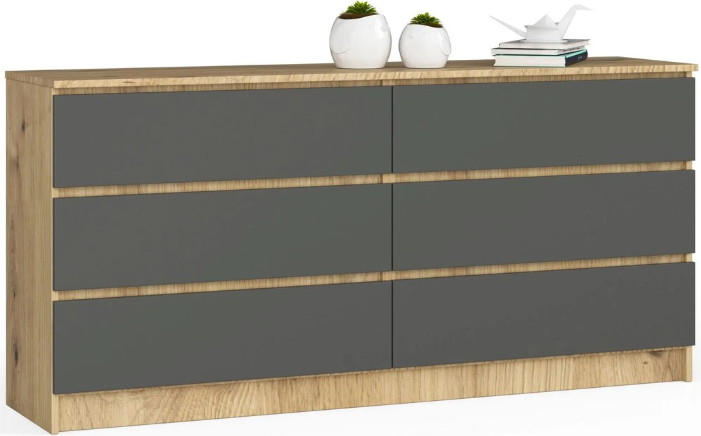 Komoda K160 6SZ dub artisan/grafitová šedá