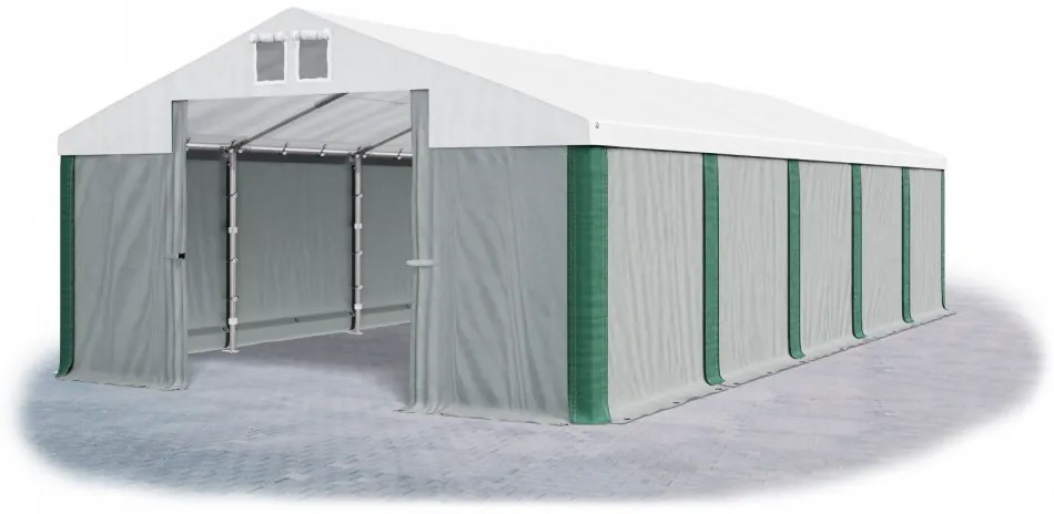 Garážový stan 4x6x2m střecha PVC 560g/m2 boky PVC 500g/m2 konstrukce ZIMA Bílá Šedá Zelené