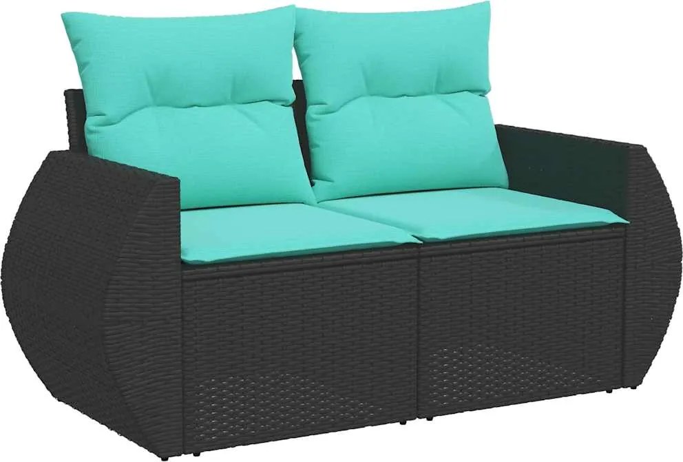 6dílná zahradní sedací souprava s polštáři černá polyratan 3224888