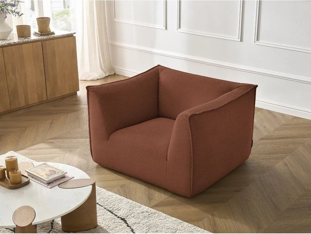 Oranžové manšestrové křeslo Giorgia – Bobochic Paris